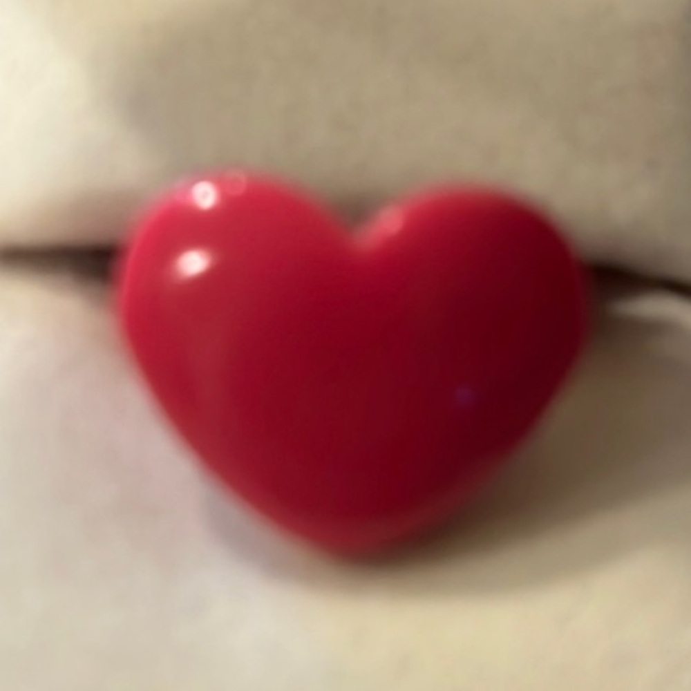 Vintage Pink Heart Lucite Plastic Ring Size 5 1/2 Rare - Gem